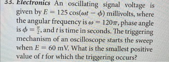 Solved 33. Electronics An oscillating signal voltage is | Chegg.com