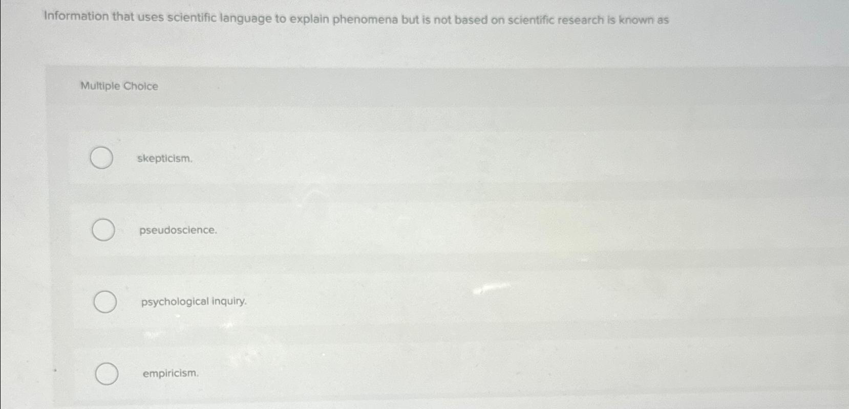 Solved Information that uses scientific language to explain | Chegg.com