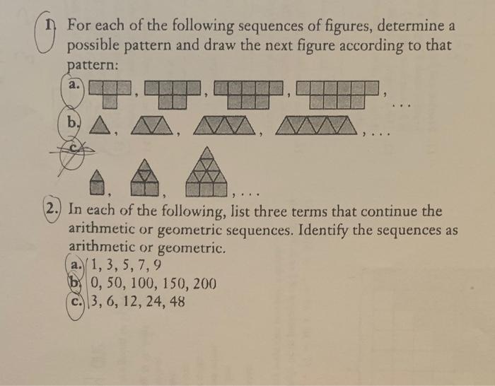 Solved For Each Of The Following Sequences Of Figures Chegg