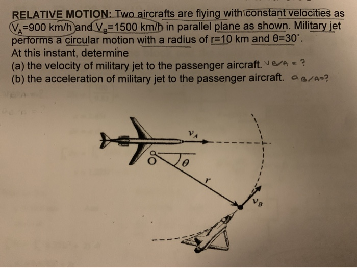 Solved RELATIVE MOTION: Two aircrafts are flying with | Chegg.com