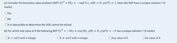 Solved (a) Consider the boundary value problem (BVP)5" +45y | Chegg.com