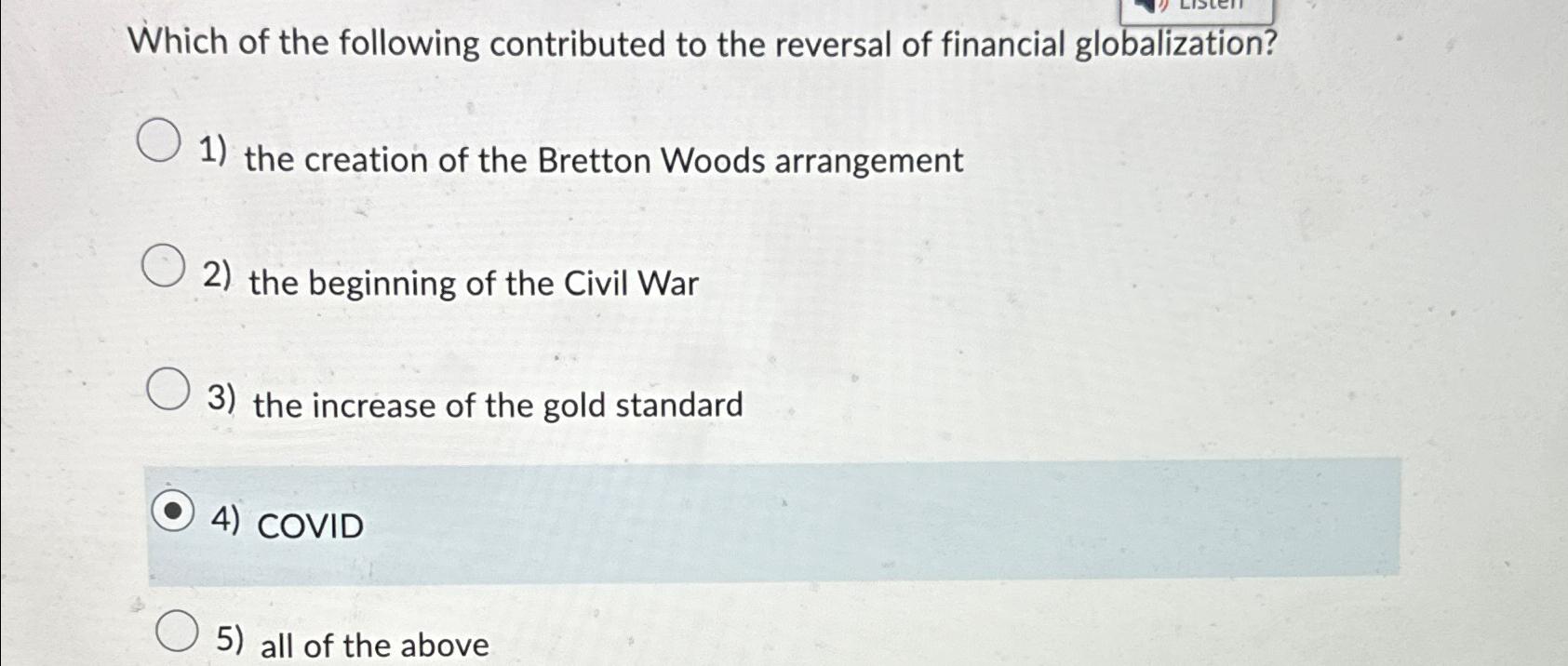 Solved Which of the following contributed to the reversal of | Chegg.com