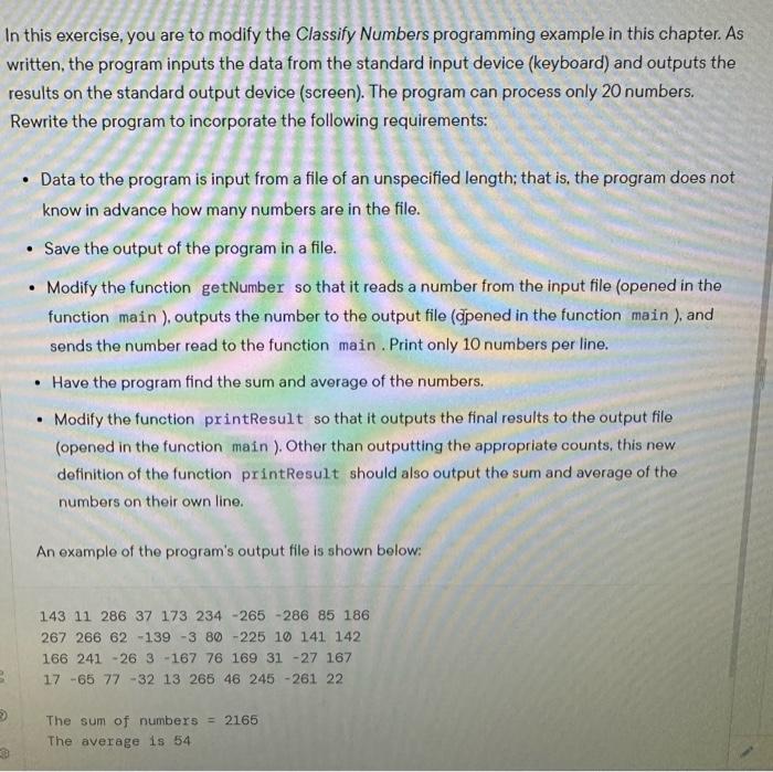 Solved n this exercise, you are to modify the Classify | Chegg.com