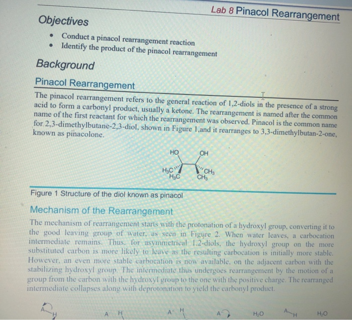 Solved The Pinacol Rearrangement Data And Lab Report | Chegg.com