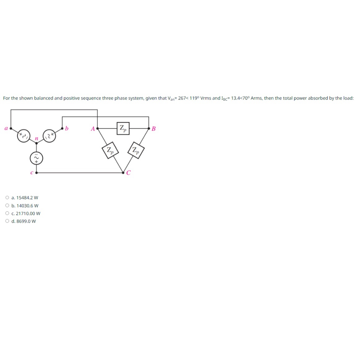 Solved For the shown balanced and positive sequence three | Chegg.com