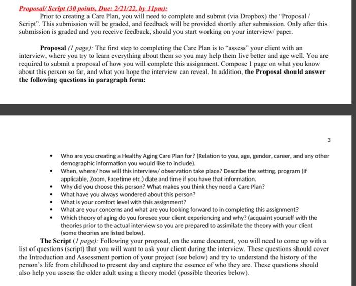 Proposal/Script (30 points. Due: 2/21/22. by Ulpm: | Chegg.com
