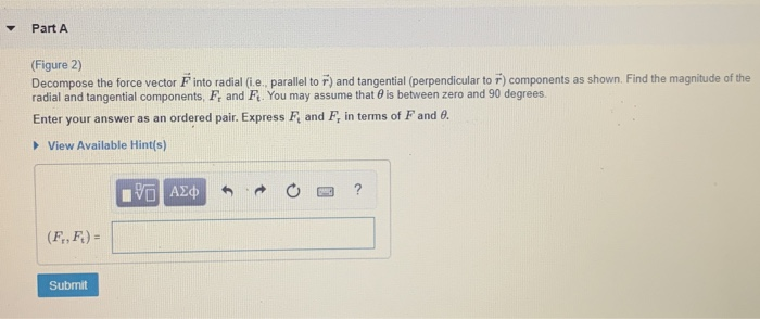Solved Part A (Figure 2) Decompose the force vector F into | Chegg.com