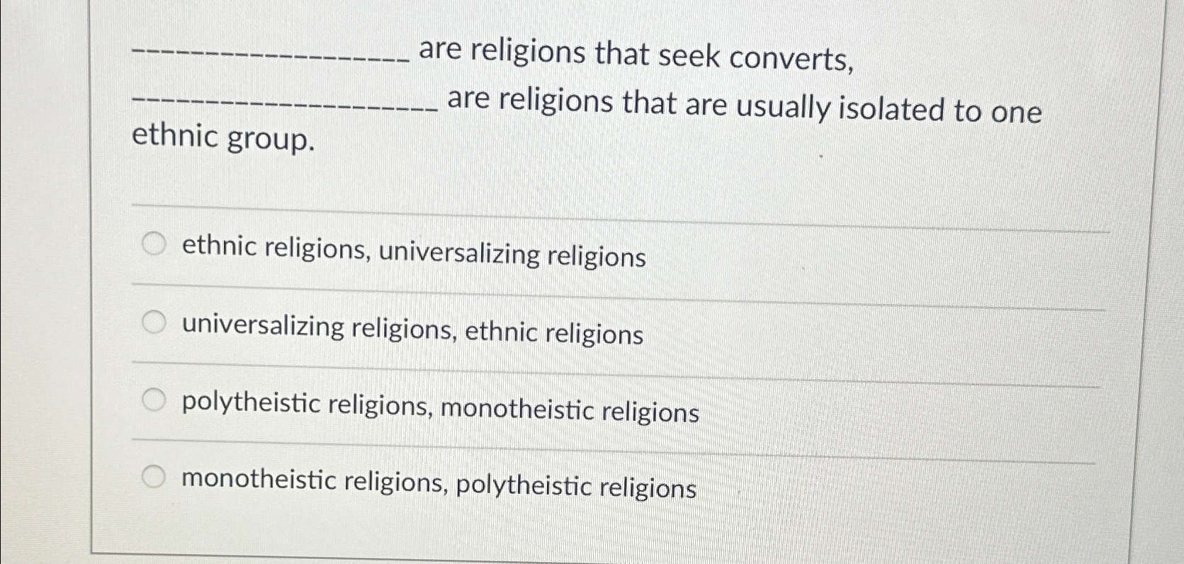 Solved are religions that seek converts, are religions that | Chegg.com
