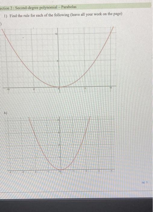 Solved ection 2: Second-degree polynomial - Parabolas 1) | Chegg.com