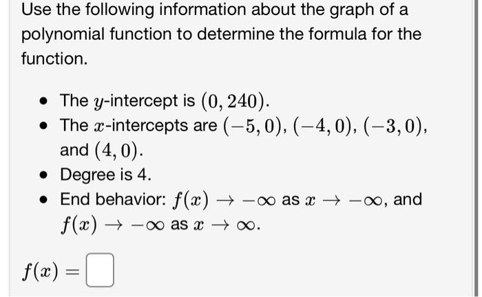 Solved Use the following information about the graph of a | Chegg.com