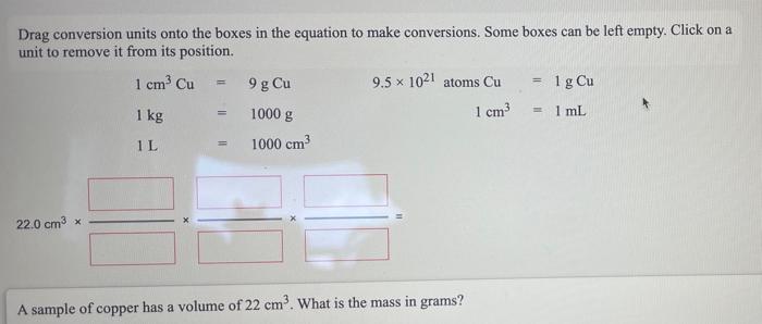 Solved Drag conversion units onto the boxes in the equation | Chegg.com