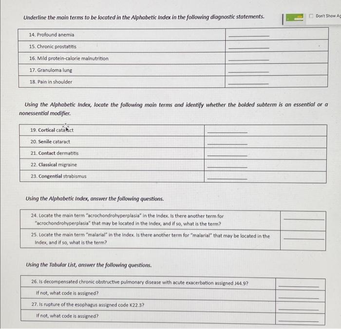 Solved Underline the main terms to be located in the | Chegg.com