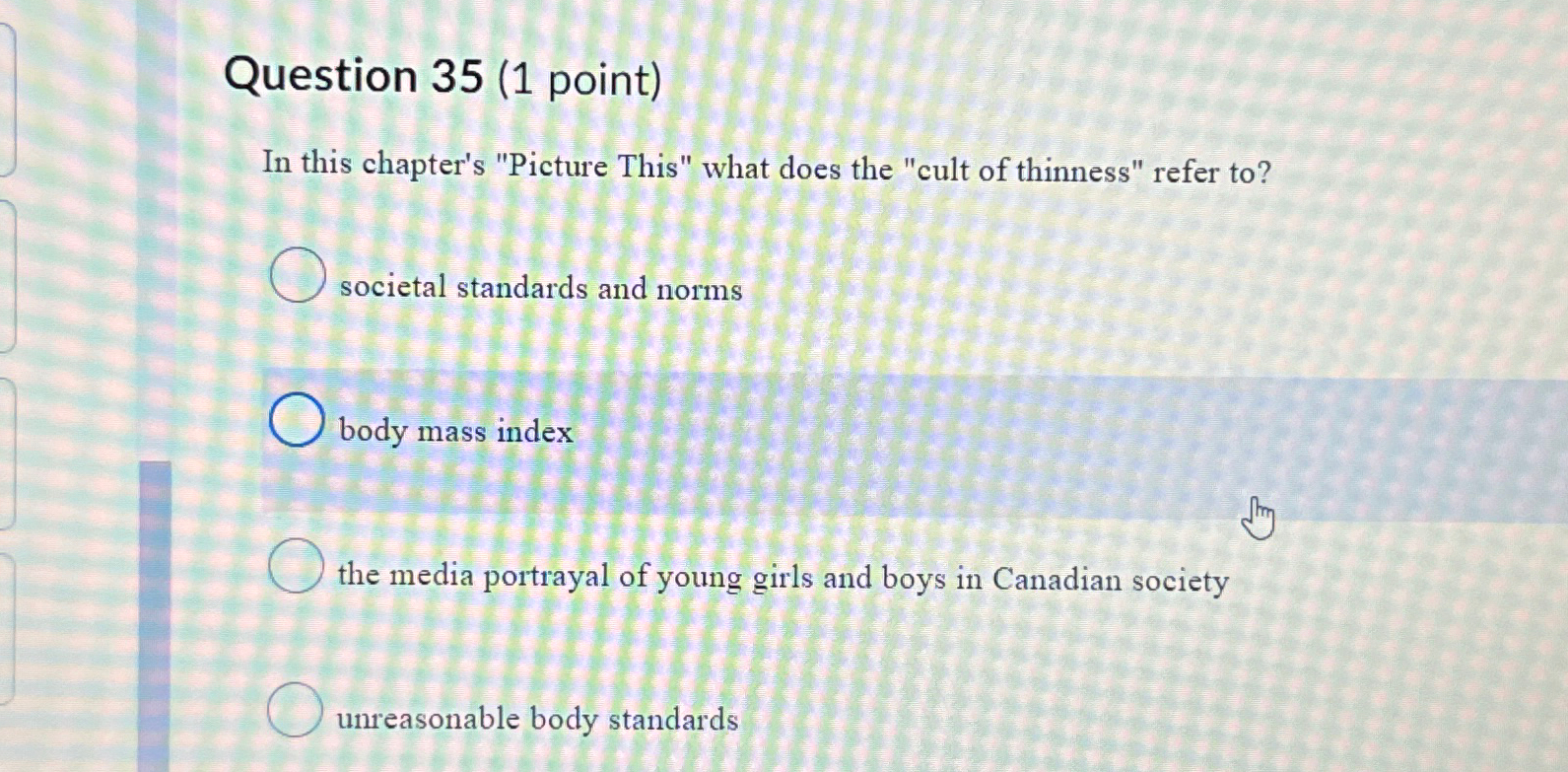 Solved Question 35 (1 ﻿point)In this chapter's "Picture | Chegg.com