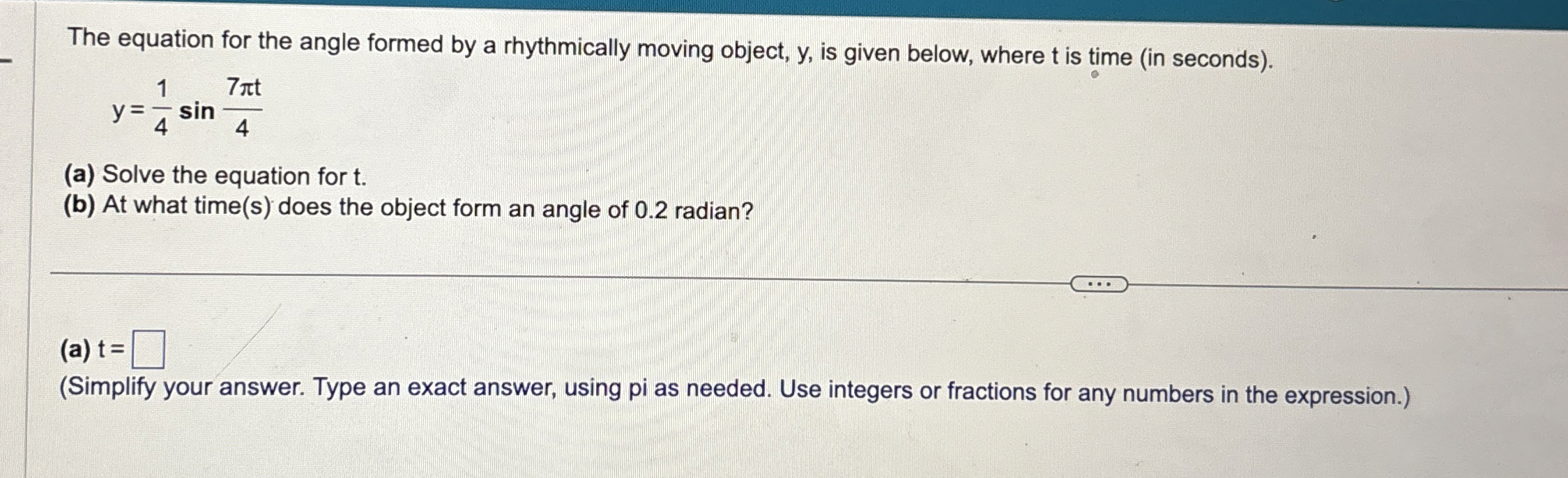 Solved The equation for the angle formed by a rhythmically | Chegg.com