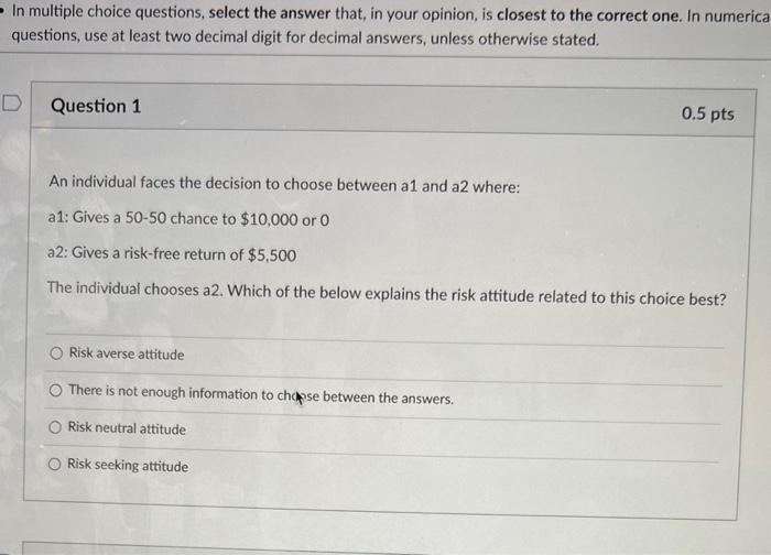 Solved In multiple choice questions, select the answer that, | Chegg.com