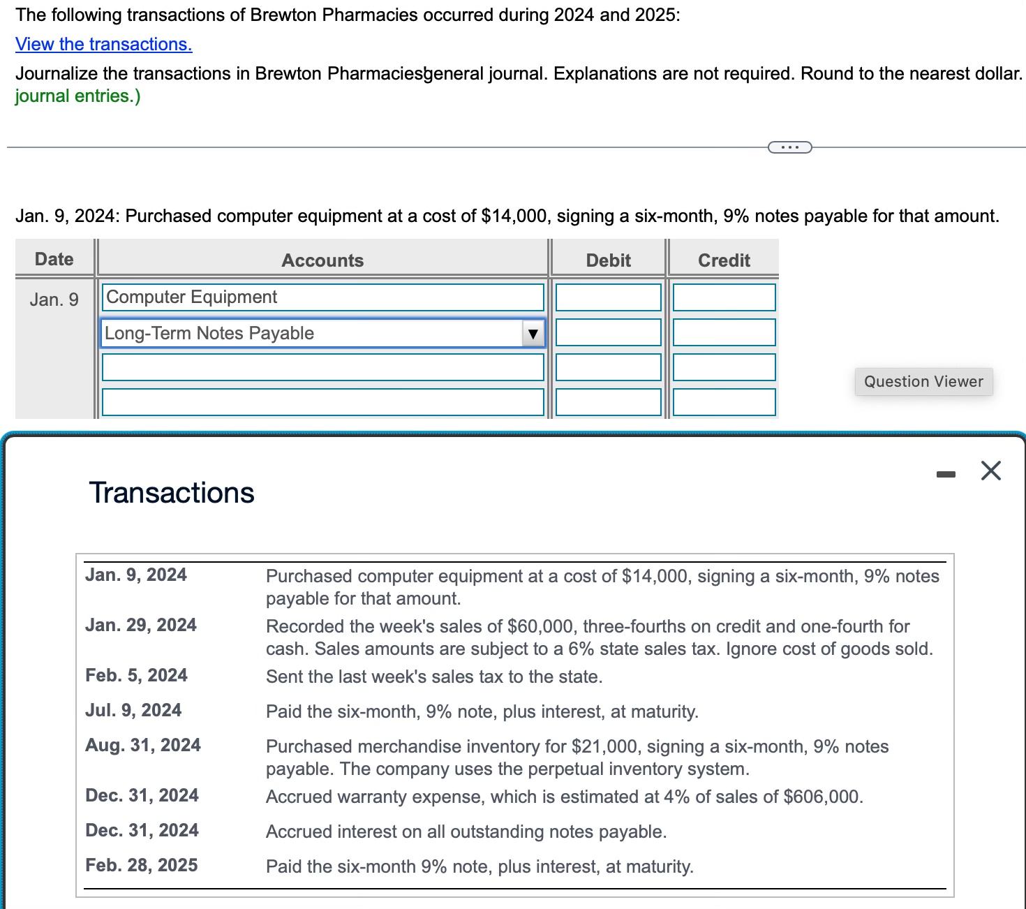 Solved The following transactions of Brewton Pharmacies | Chegg.com