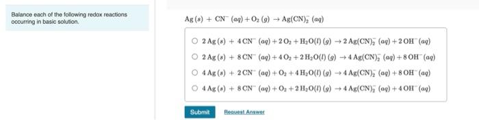 Solved Balance each of the following redox reactions | Chegg.com