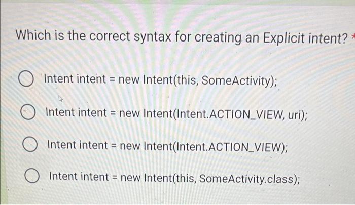 Solved Which is the correct syntax for creating an Explicit | Chegg.com