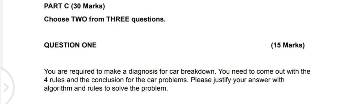 Solved PART C (30 Marks) Choose TWO from THREE questions. | Chegg.com Solved PART C (30 Marks) Choose TWO from THREE questions. | Chegg.com