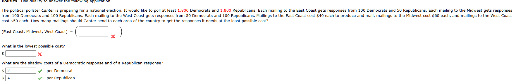 Solved Use duality to answer the following application.The | Chegg.com