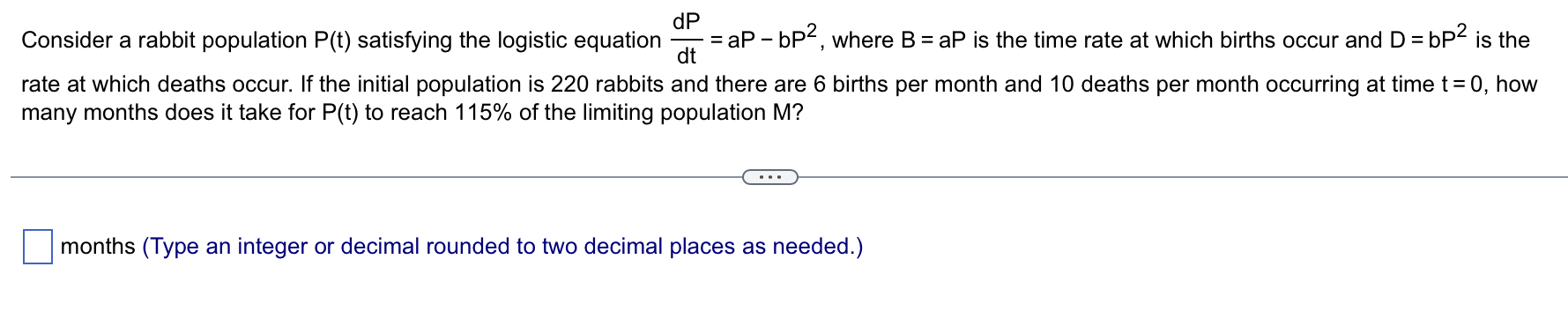Solved Consider a rabbit population P(t) ﻿satisfying the | Chegg.com