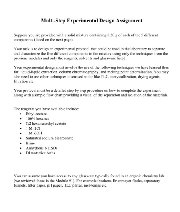 Multi-Step Experimental Design Assignment Suppose you | Chegg.com