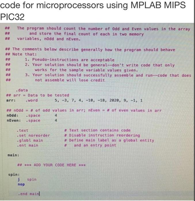 Solved MPLAB PIC32 mips for microprocessors, it is no a | Chegg.com