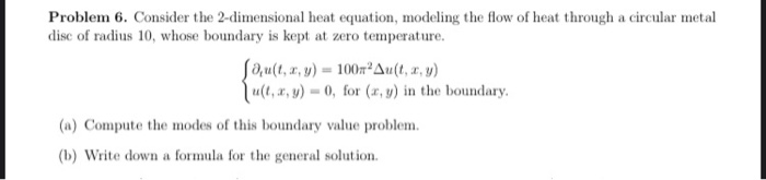 Solved Problem 6. Consider the 2-dimensional heat equation, | Chegg.com
