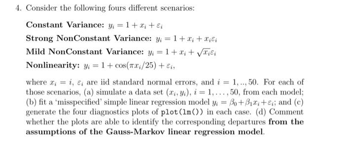 Solved Constant Variance: yi=1+xi+εi Strong NonConstant | Chegg.com