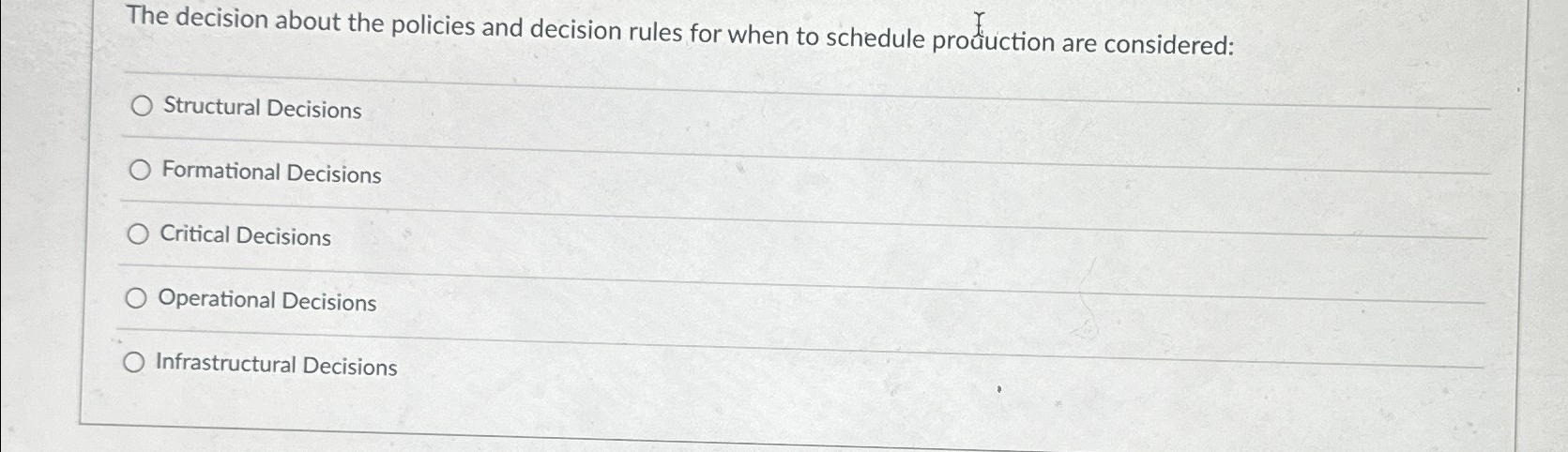 Solved The decision about the policies and decision rules | Chegg.com