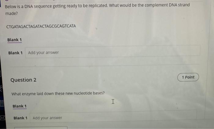 Solved Below is a DNA sequence getting ready to be | Chegg.com