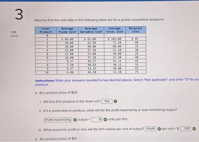 Solved iii. What economic profit or loss will the firm | Chegg.com