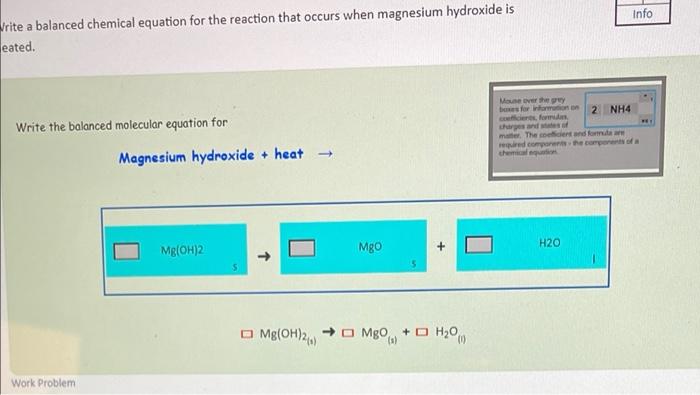 Solved Info Write a balanced chemical equation for the | Chegg.com