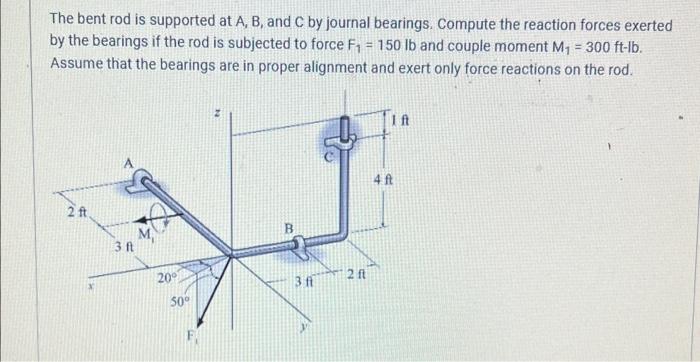 Solved The bent rod is supported at A,B, and C by journal | Chegg.com