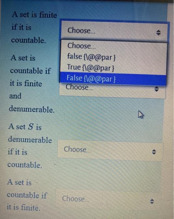 Solved A set is finite if it is Choose... countable. A set | Chegg.com