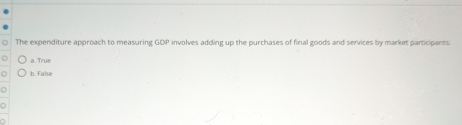 Solved The expenditure approach to measuring GDP involves | Chegg.com