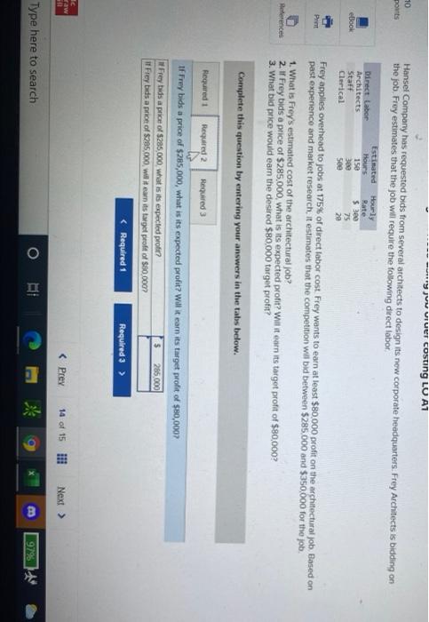Solved 10 points 150 Rate $300 Architects Staff eBook y Juw | Chegg.com