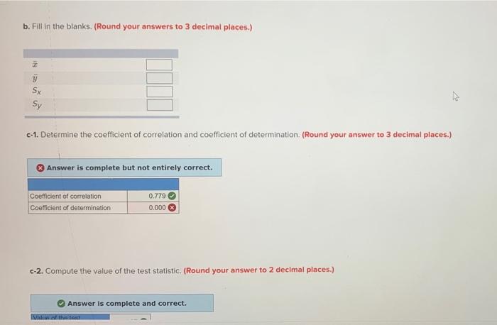 Solved b. Fill in the blanks. (Round your answers to 3 | Chegg.com