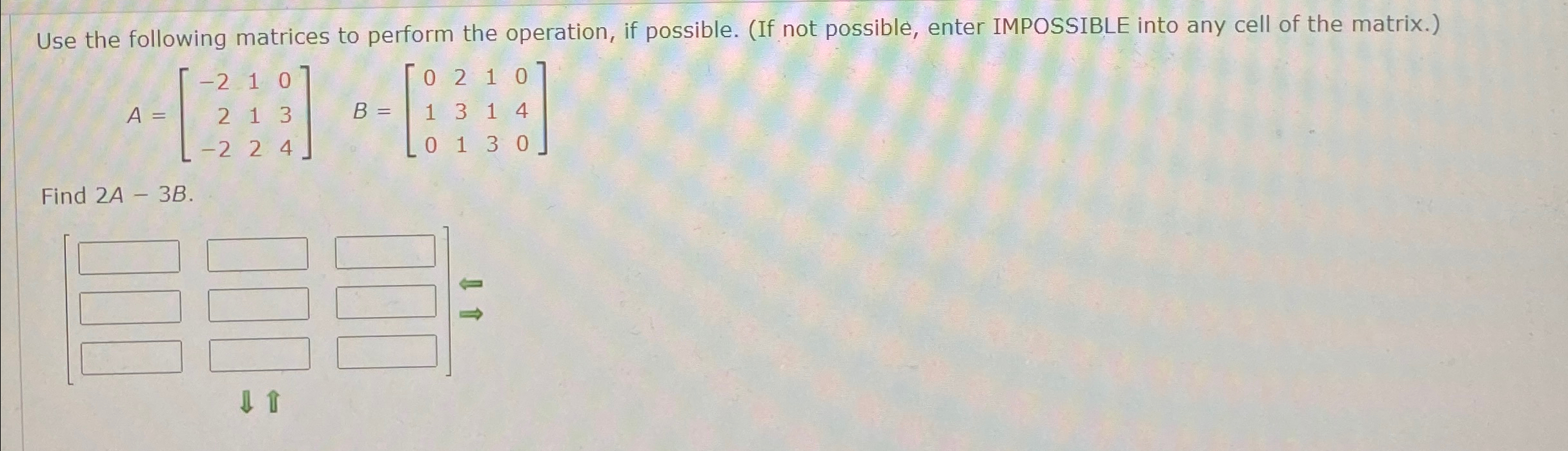 Solved Use the following matrices to perform the operation, | Chegg.com