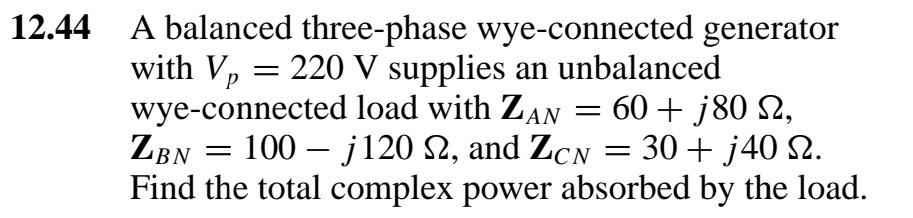 Solved A balanced three-phase wye-connected generator with | Chegg.com