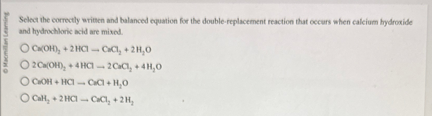 Solved Select the correctly written and balanced equation | Chegg.com