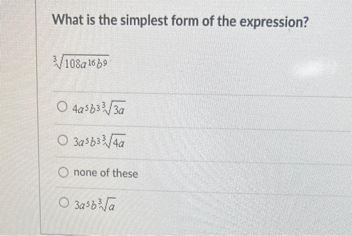 Solved What is the simplest form of the expression? | Chegg.com