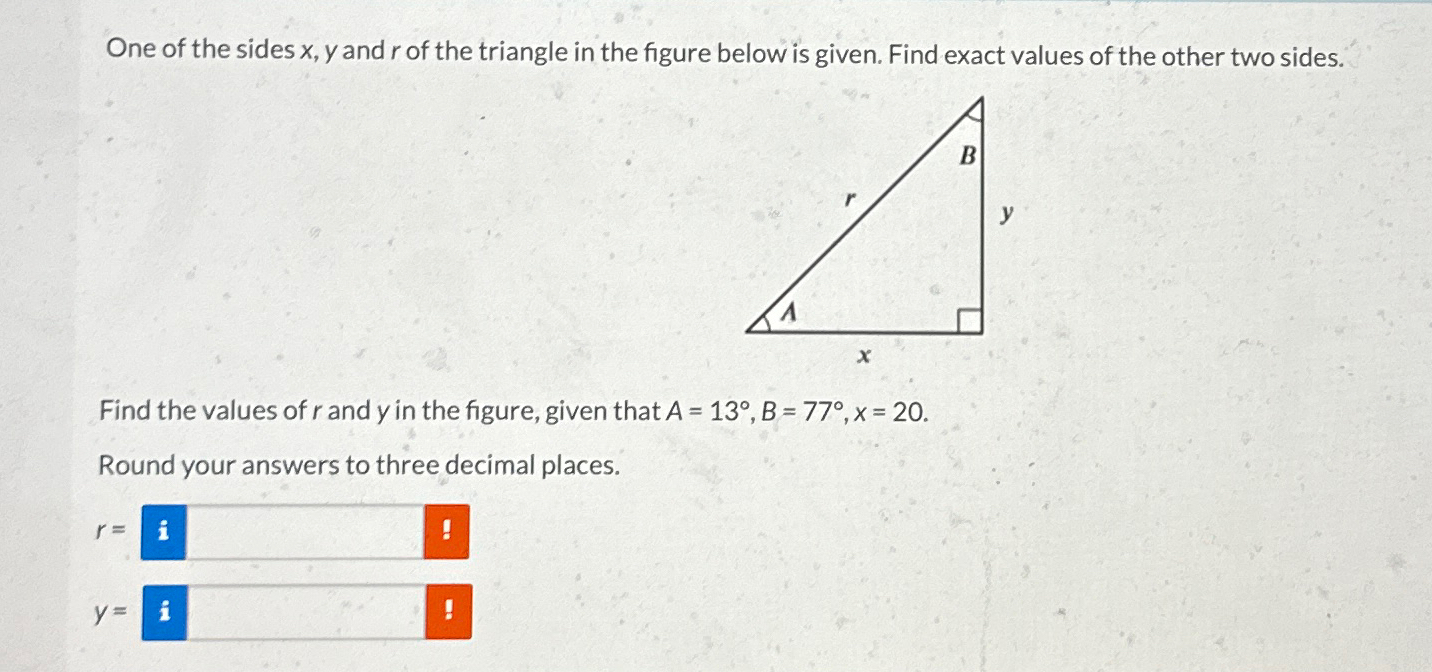 Solved One of the sides x,y ﻿and r ﻿of the triangle in the | Chegg.com