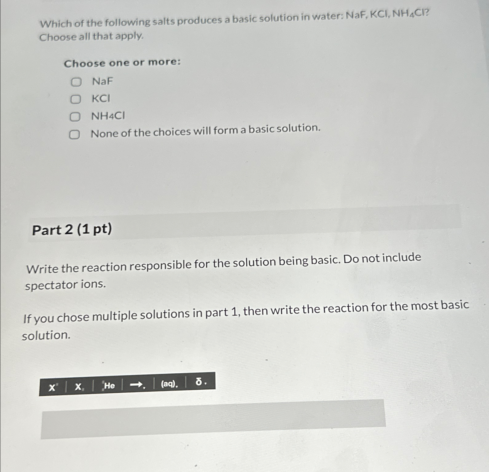 Solved Which of the following salts produces a basic | Chegg.com