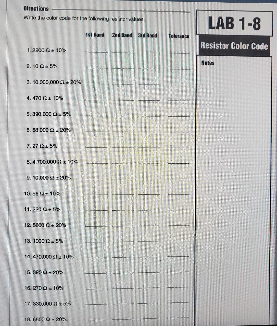 Solved Identify the resistance value and tolerance for each | Chegg.com