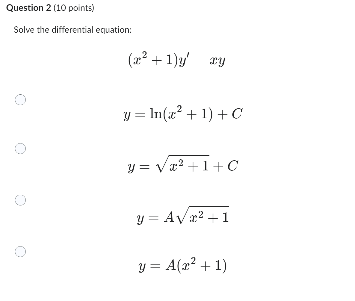 Solved Question 2 (10 ﻿points)Solve the differential | Chegg.com