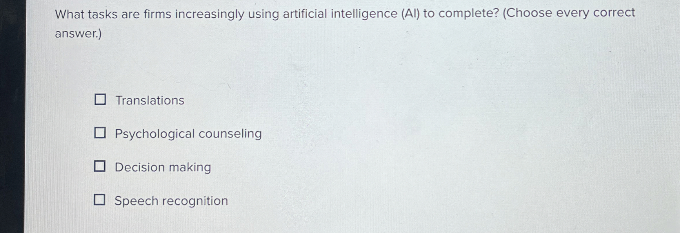 Solved What tasks are firms increasingly using artificial | Chegg.com