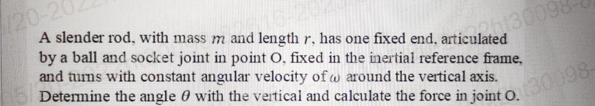 Solved A slender rod, with mass m and length r, has one | Chegg.com