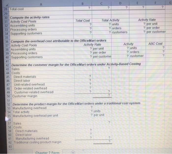 Solved B D E F А 1 Chapter 7: Applying Excel 2 3 Data 4 | Chegg.com