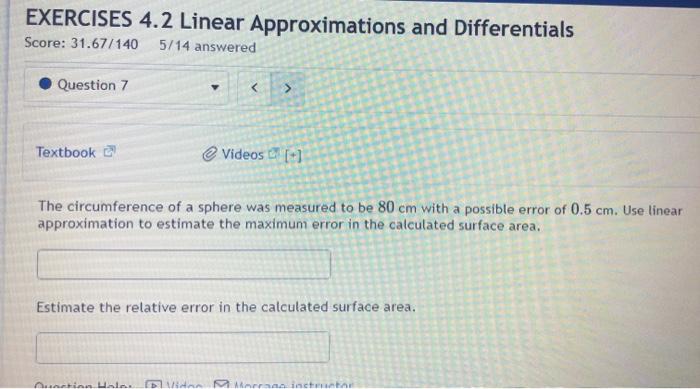 Solved EXERCISES 4.2 Linear Approximations and Differentials | Chegg.com